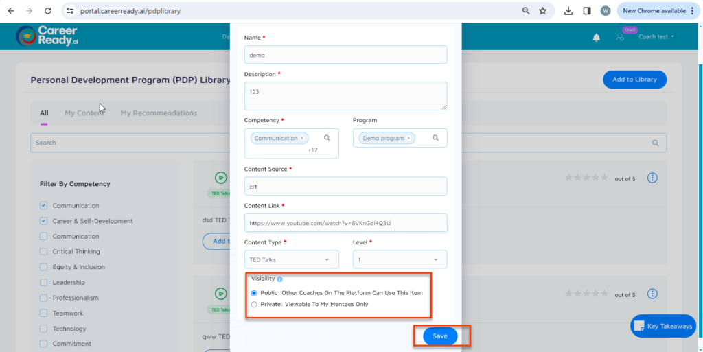 how to add content and access pdp library | Career Ready.AI